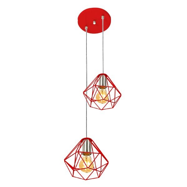 Pendente Diamante Aramado Duplo Vermelho com Prata Fabuloso ...