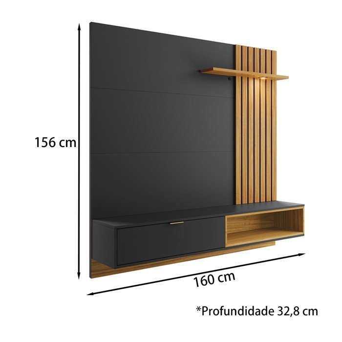 Painel Home Para TV 60 Polegadas Tocantins Preto Noce Milano CLB ...