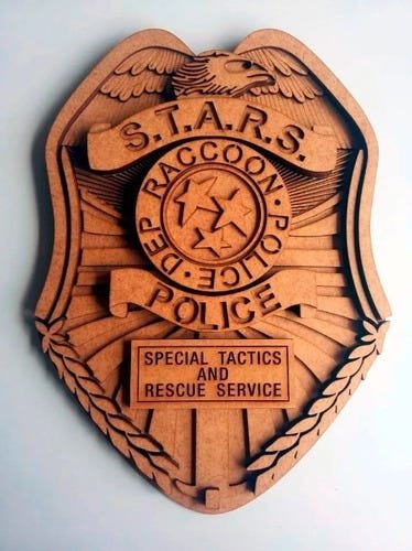 Quadro Decoração Resident Evil RPD Stars Em Alto Relevo Gamer ...