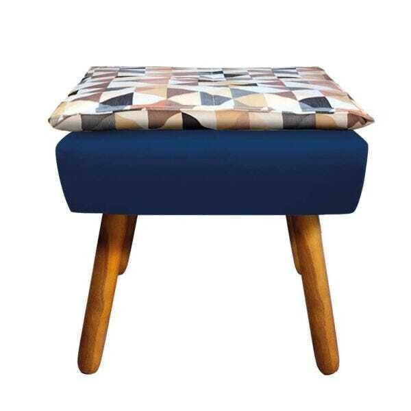 Puff Opala Composê D87 com Suede Pés Palito - Azul Marinho | MadeiraMadeira
