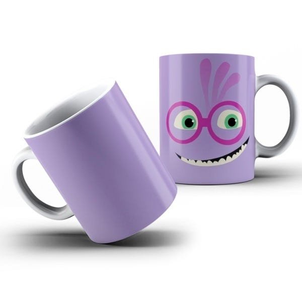 Caneca Monstrinho Roxo de Óculos | MadeiraMadeira