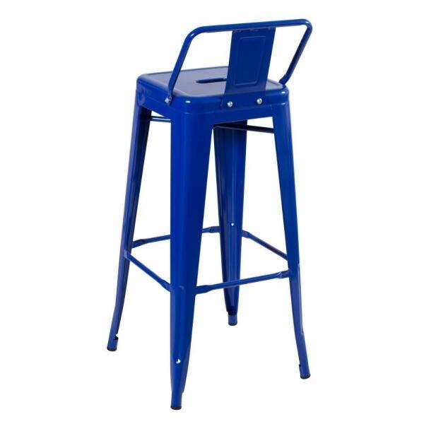 Banqueta alta Iron Tolix com encosto - 76 cm - Azul escuro | MadeiraMadeira