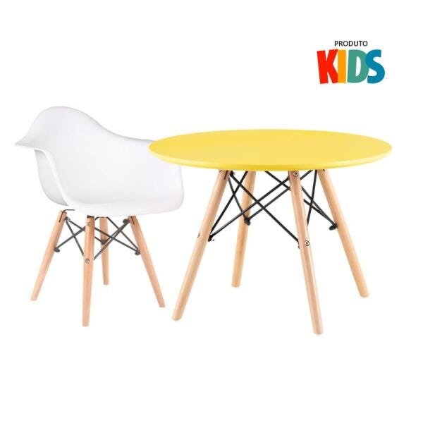 Conjunto Infantil - Mesa Eames Junior Amarelo + 1 Cadeira Eiffel Junior ...