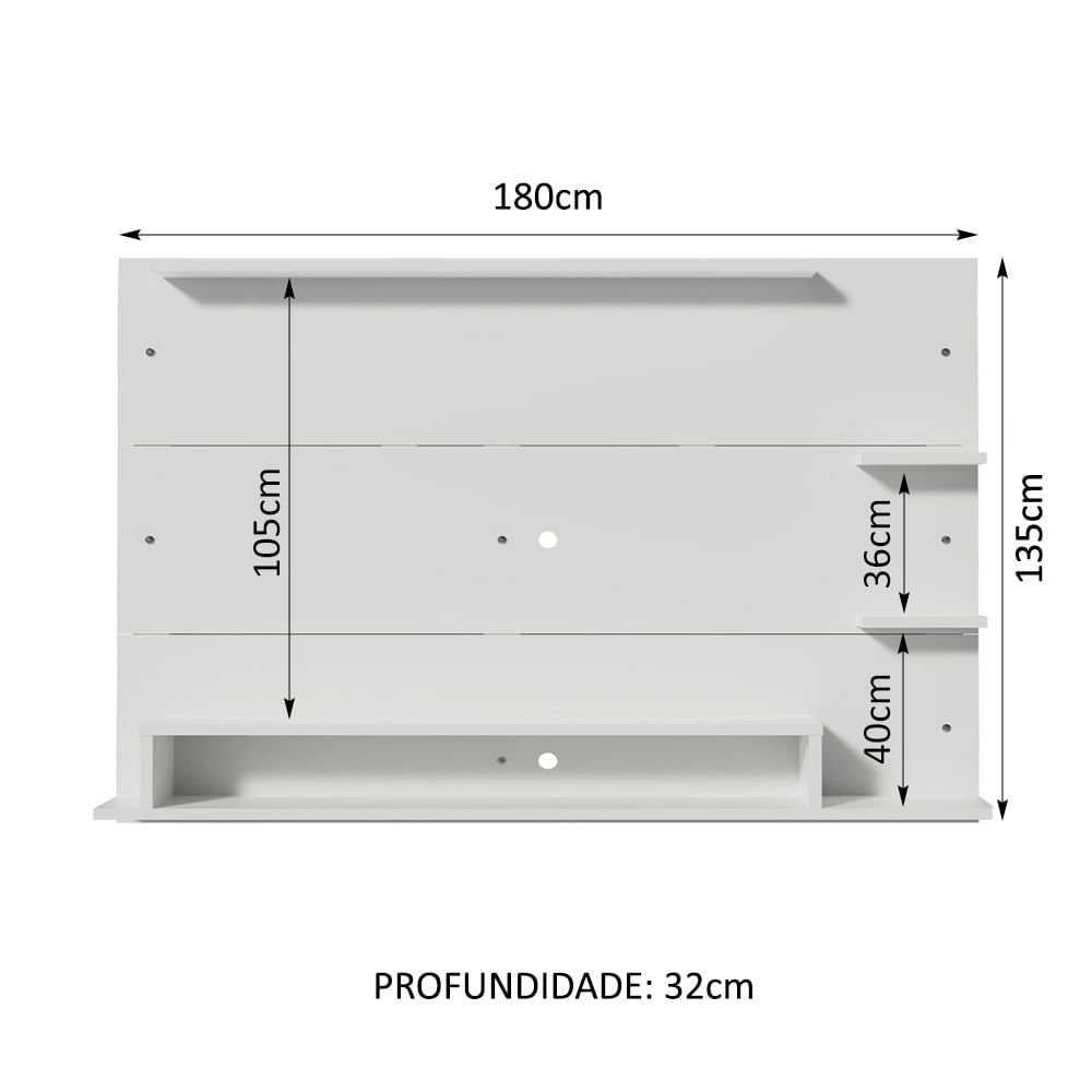 Painel para TV até 60 Polegadas Madesa Alfa Branco Cor:Branco ...