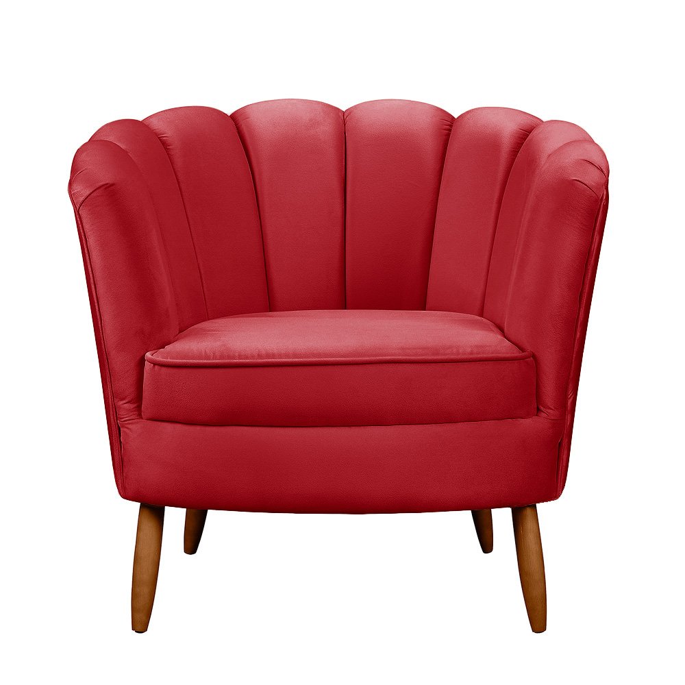 Poltrona Decorativa Ariel com Pés de Madeira. - Poltrona Ariel Vermelha ...