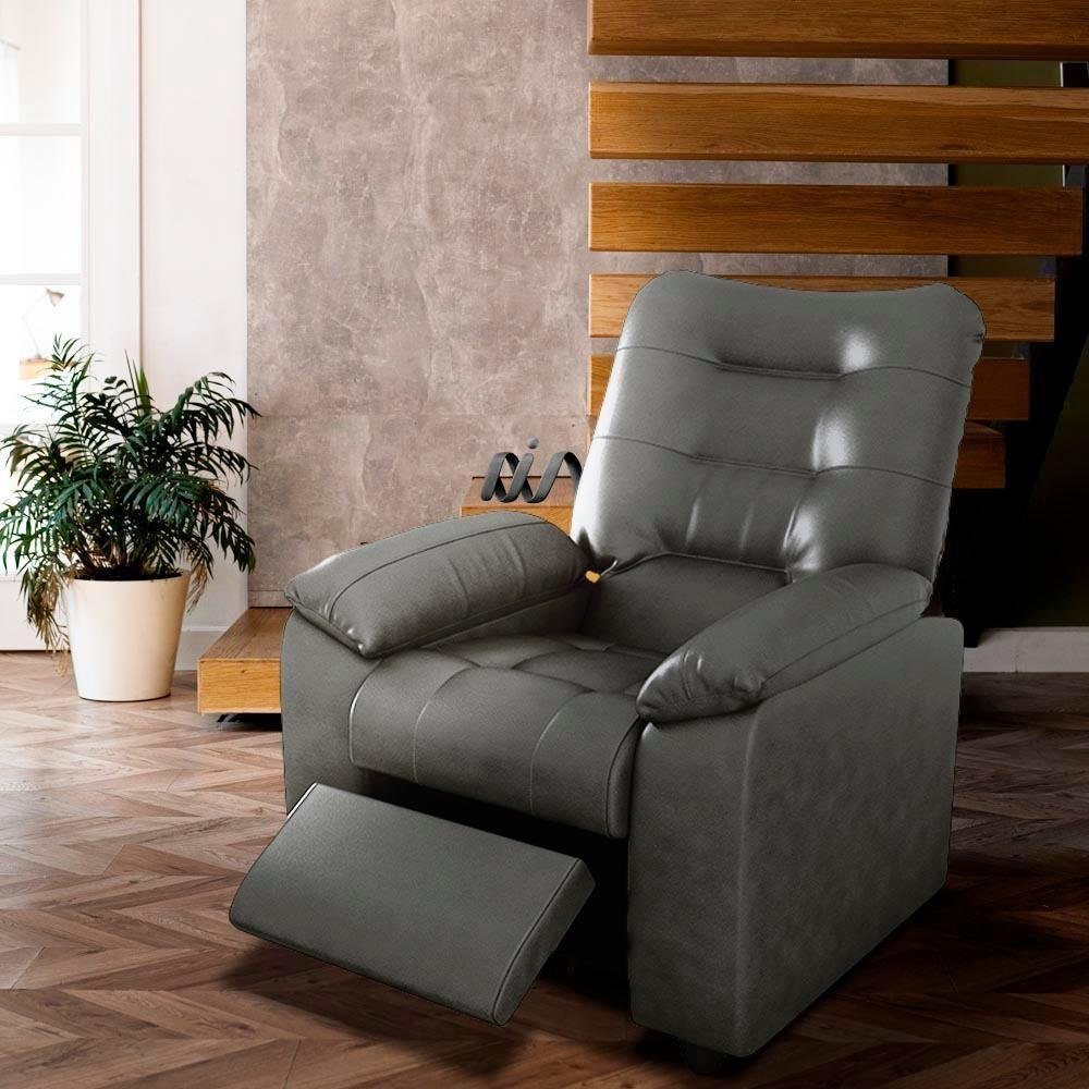 Poltrona Confortável Reclinável Corino Cinza Ostrich Shop Jm | MadeiraMadeira