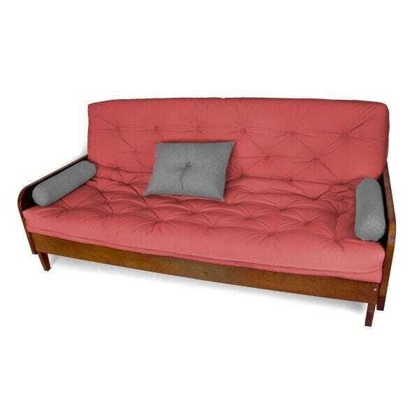 Sofá Cama Paris Sarja Goiaba Madeira Nobre Cor Imbuia | MadeiraMadeira