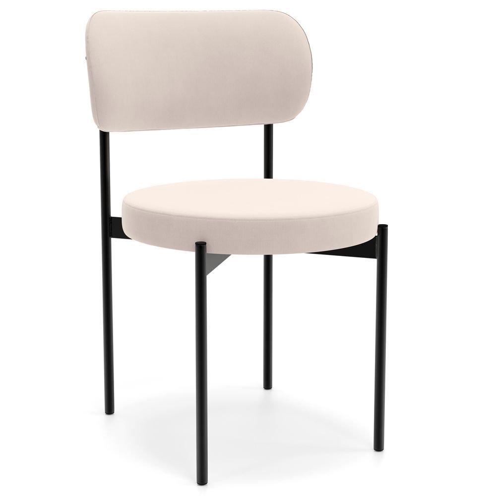 Cadeira Decorativa Estofada para Sala de Jantar Louvre L02 Suede Bege - Lyam Decor | MadeiraMadeira