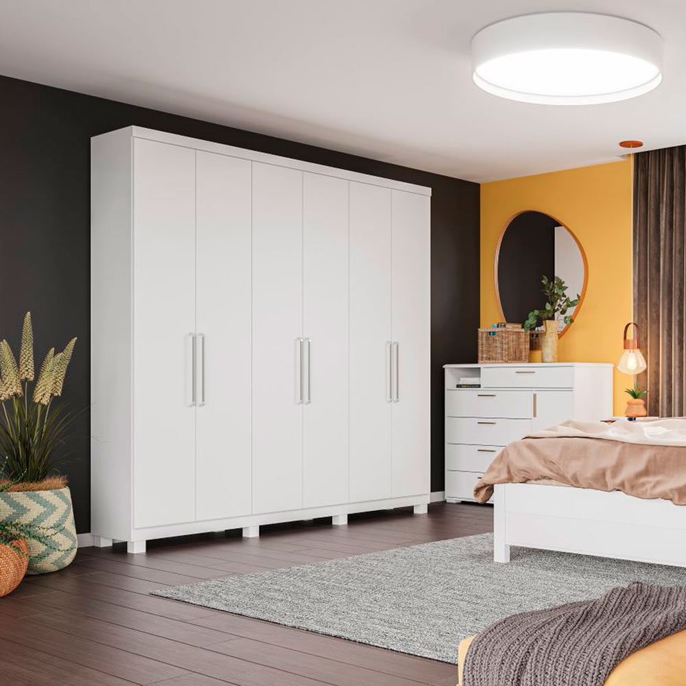 Guarda Roupa Roupeiro 6 portas 5 Gavetas Honduras Rimo Branco ...