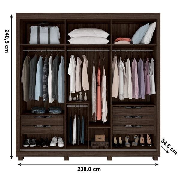 Guarda-Roupa Roupeiro 3 Portas Deslizantes Honduras - Rimo | MadeiraMadeira