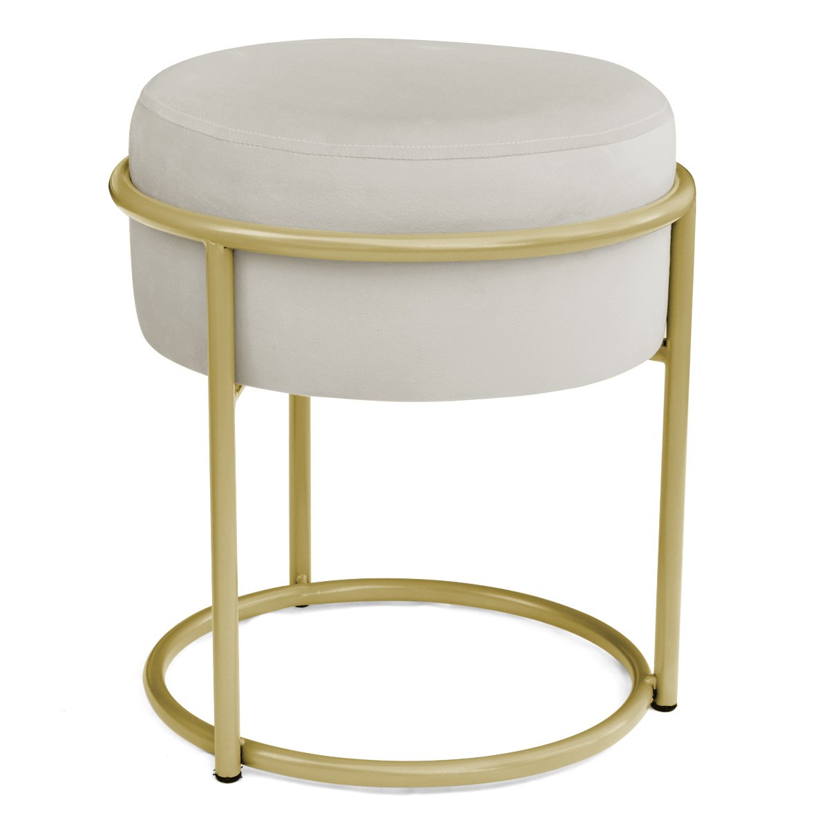 Puff Redondo Banqueta Luxo Atena com Pés em Ferro | MadeiraMadeira