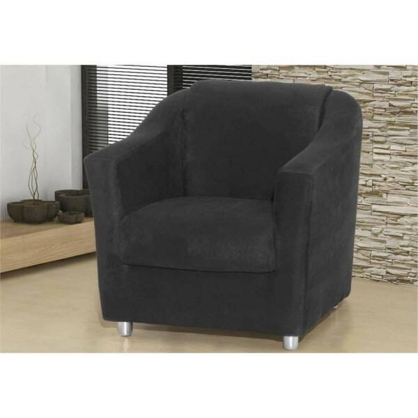 Poltrona Decorativa Tilla Pés Cromado Suede Preto - SA Móveis ...