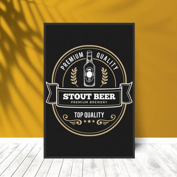 Quadro com moldura cerveja stout beer pub retro bar 40x60 | MadeiraMadeira