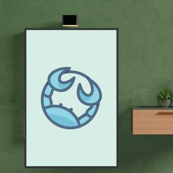 Quadro com moldura signo de Câncer latim simbolo 40x60 | MadeiraMadeira