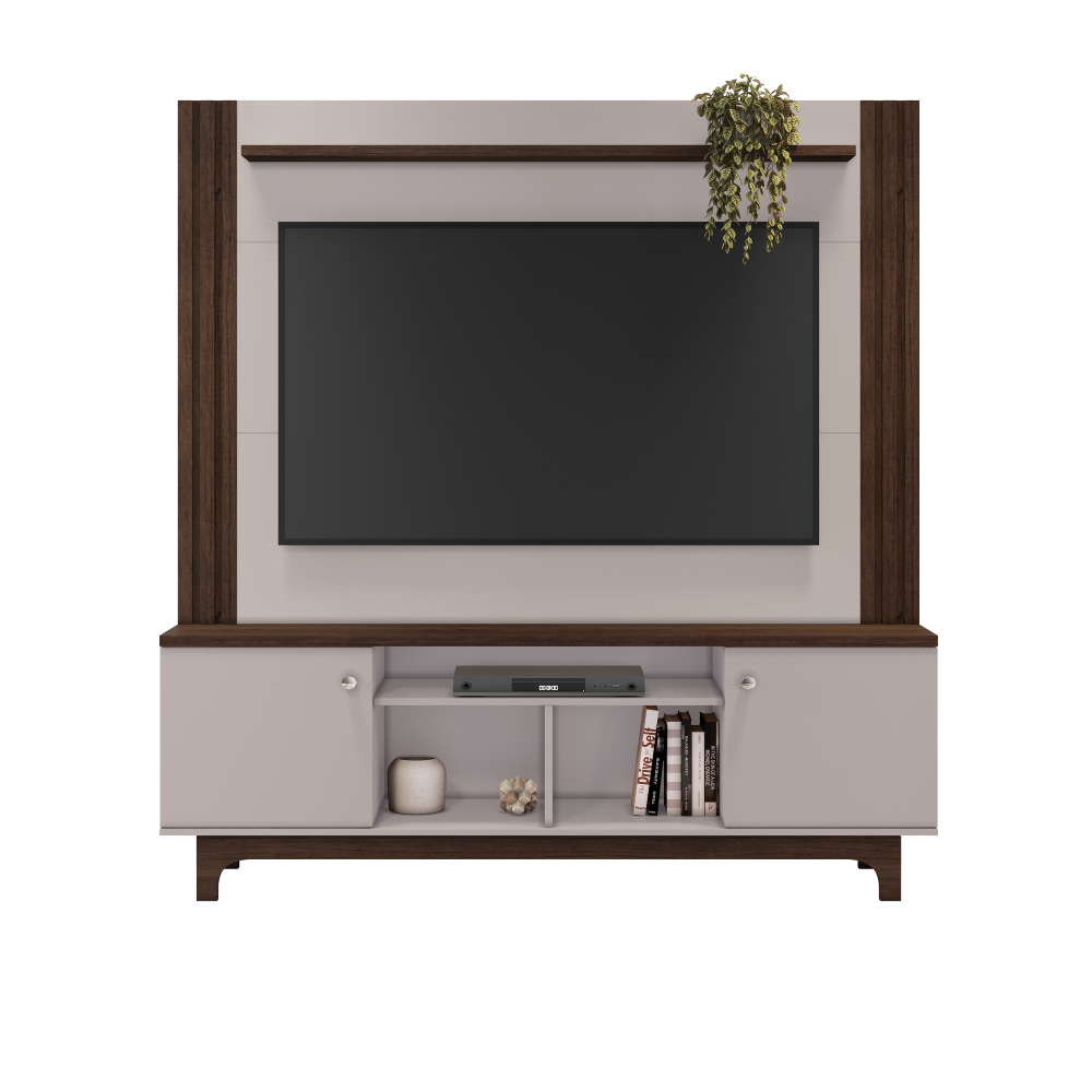 Estante Home Mdp e Mdf Ripado para Tv até 65 Polegadas Café e Off | MadeiraMadeira