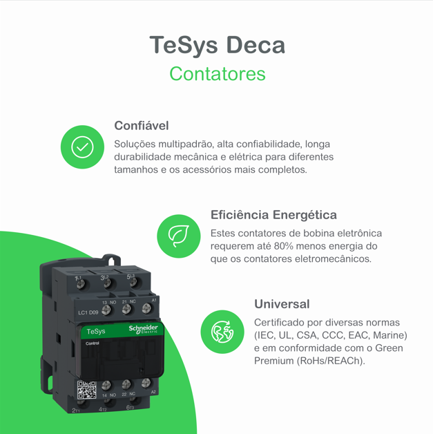 Contator Potencia Tripolar 12a 24v 1na+1nf 50/60hz Schneider ...