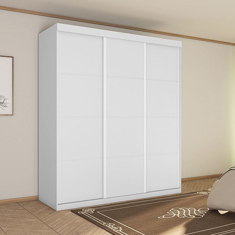 Guarda-Roupa Solteiro Porta De Correr Branco Framar | MadeiraMadeira