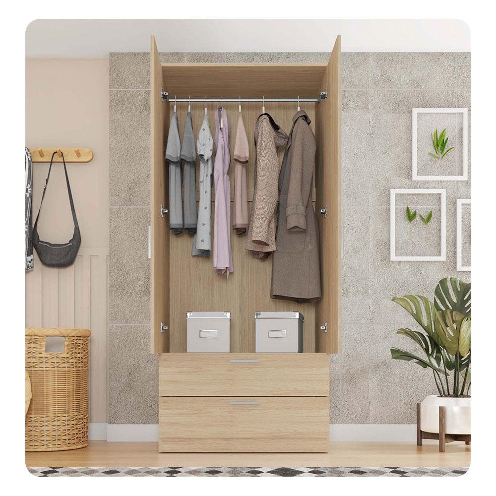 Guarda-Roupa 2 Portas 2 Gavetas Sleep Marrom Caemmun | MadeiraMadeira