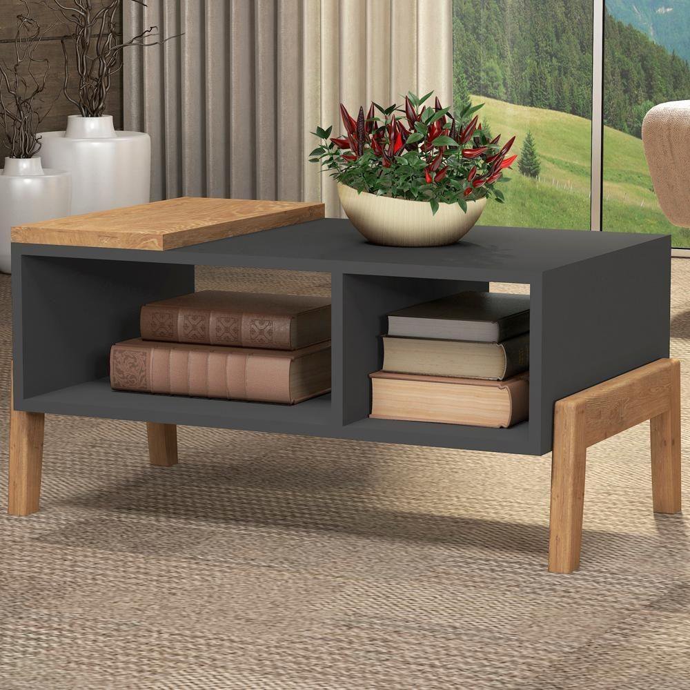 Mesa De Centro Com Pes Madeira 1602 Grafite Wood | MadeiraMadeira