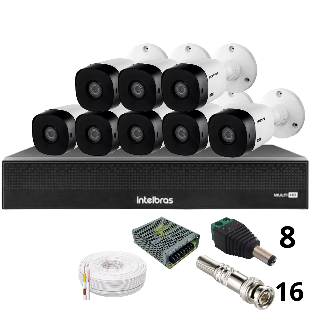 Kit 8 Câmeras Intelbras 1120b Full Hd Dvr Mhdx 1016-c Intelbras com ...