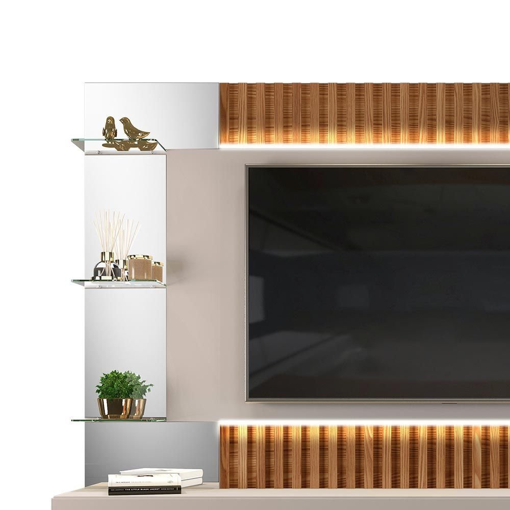 Painel Home Suspenso para Tv até 60 Polegadas Ripado Com LED 100% MDF ...