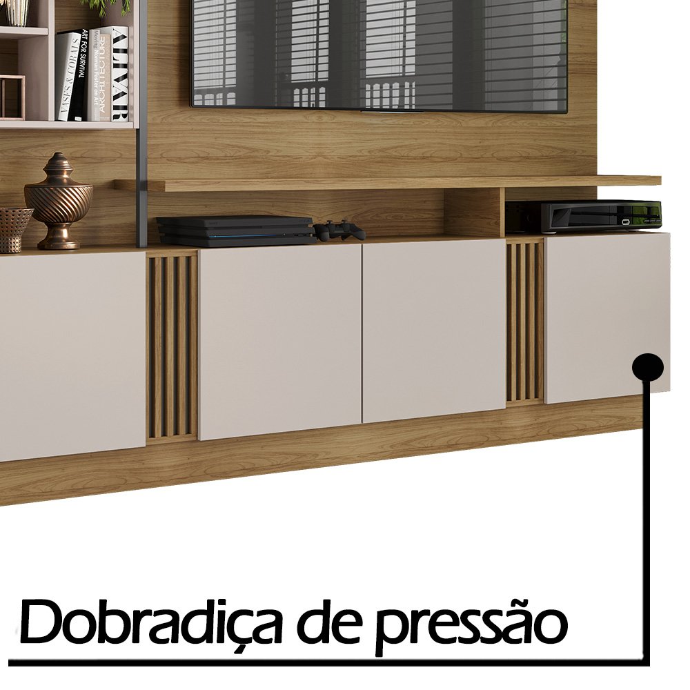 Estante Home para TV até 65 Polegadas Fortuna Candian JCM Movelaria Noronha/Off White ...