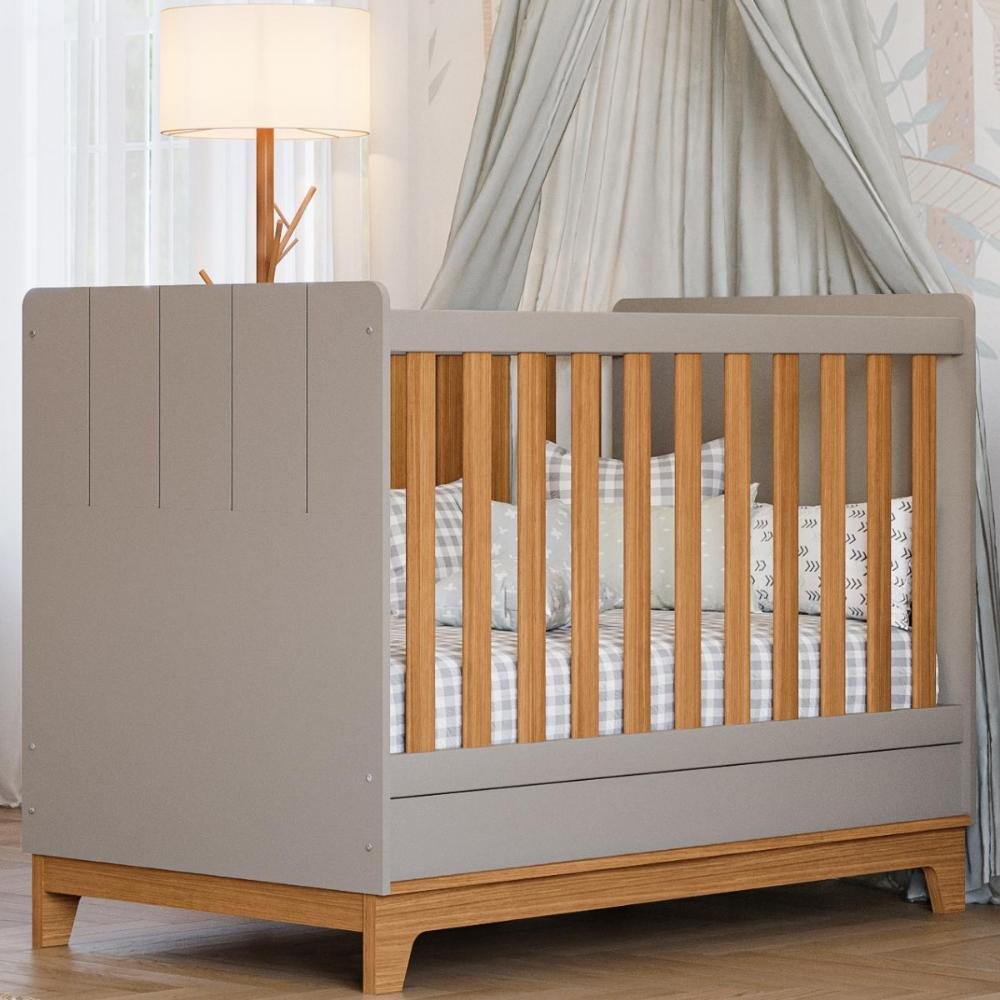 Berço Americano Mini Cama 2 em 1 Estilo Retrô 100% Mdf Fendi/nature ...