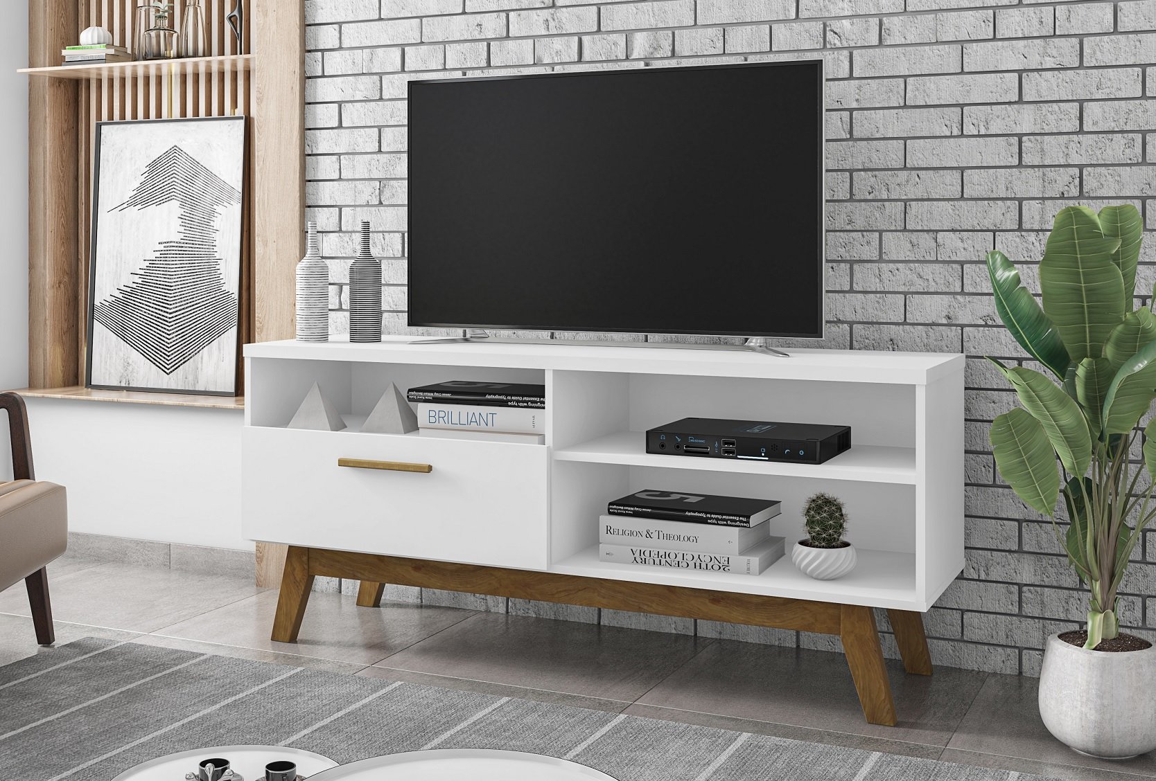 Home Bancada De TV Até 55 Polegadas Para Sala Rack Branco | MadeiraMadeira