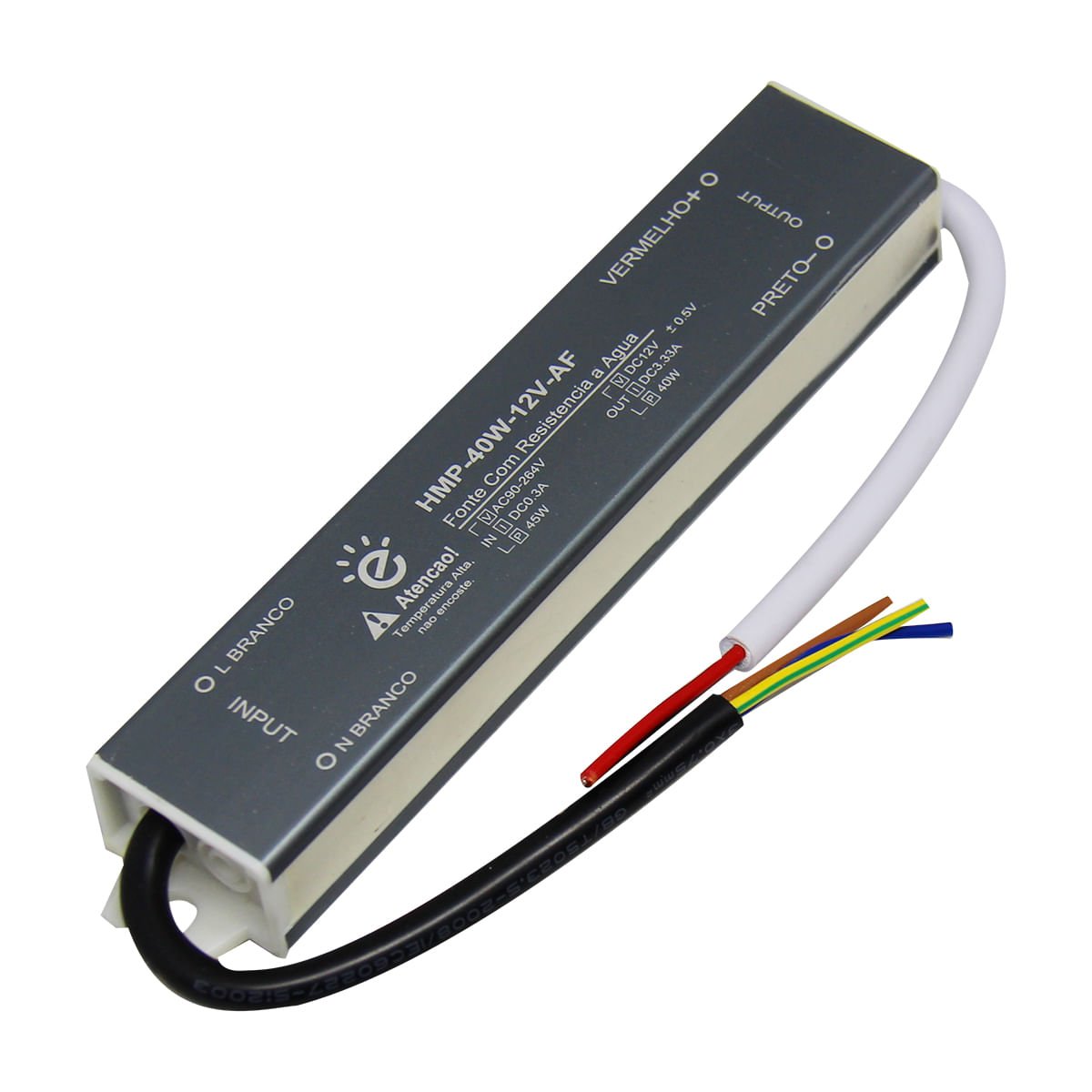 Fonte Embralumi 12v Blindada Ip67 40w 3a Garantia 2 Anos | MadeiraMadeira