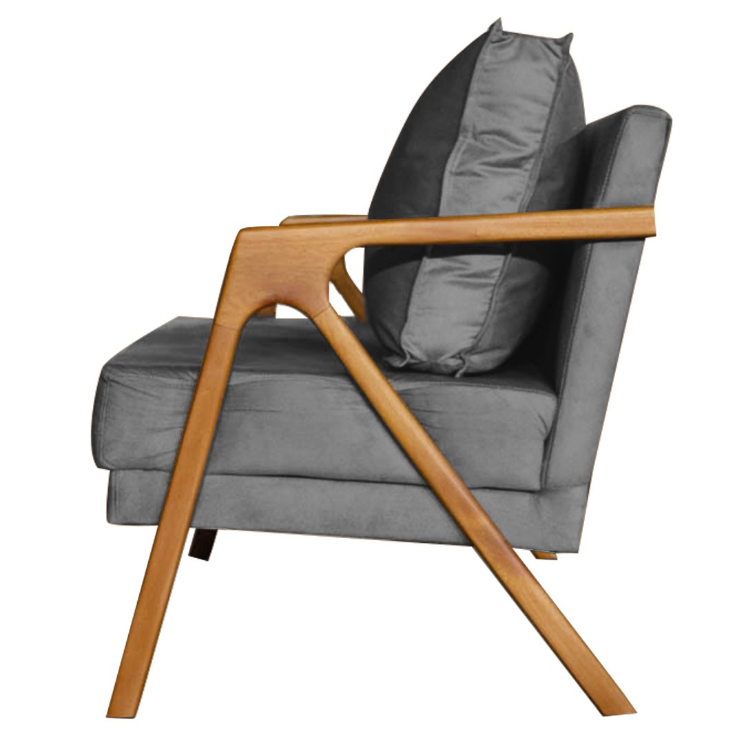 Poltrona Cadeira Marilia Recepção - Linho Cinza | MadeiraMadeira