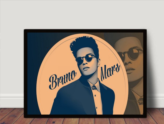 Quadro Poster com Moldura Pop Bruno Mars P5033 | MadeiraMadeira