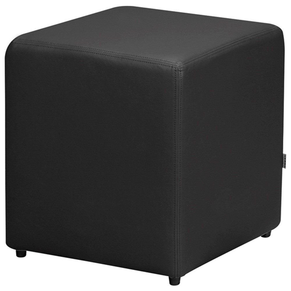 Puff Quadrado Box Couro Ecológico Preto | MadeiraMadeira