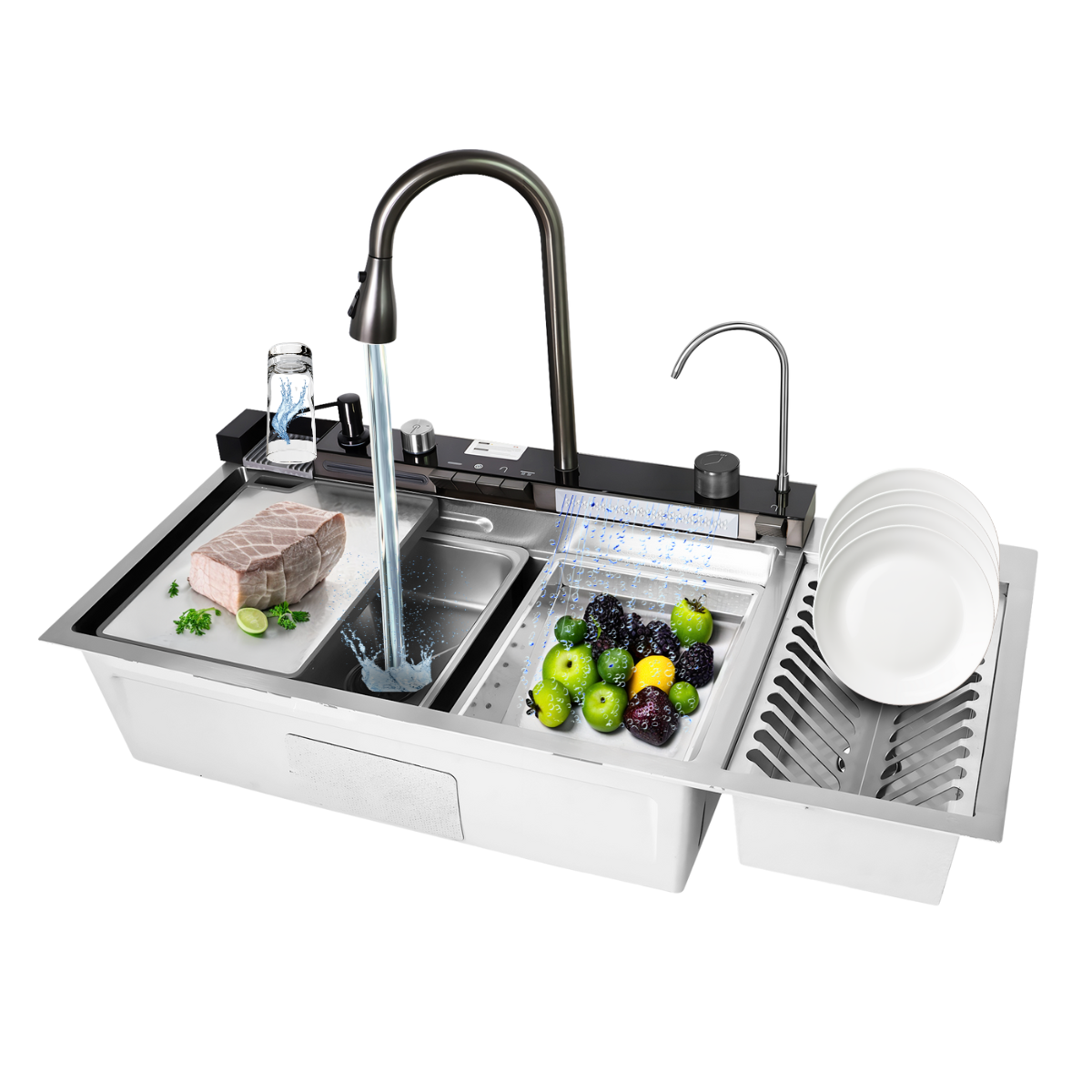 Cuba Cozinha Gourmet Aço Inox 304 Multifuncional com Calha | MadeiraMadeira