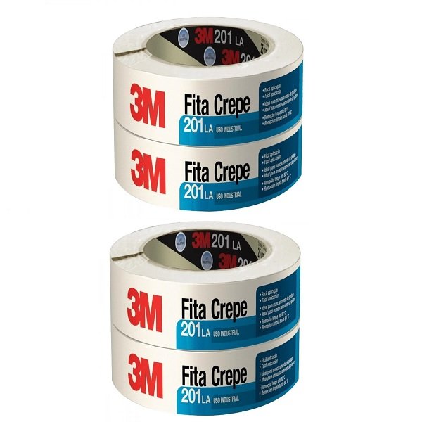Kit com 4 Fita Crepe para Mascaramento 38MM X 50M 201LA 3M | MadeiraMadeira