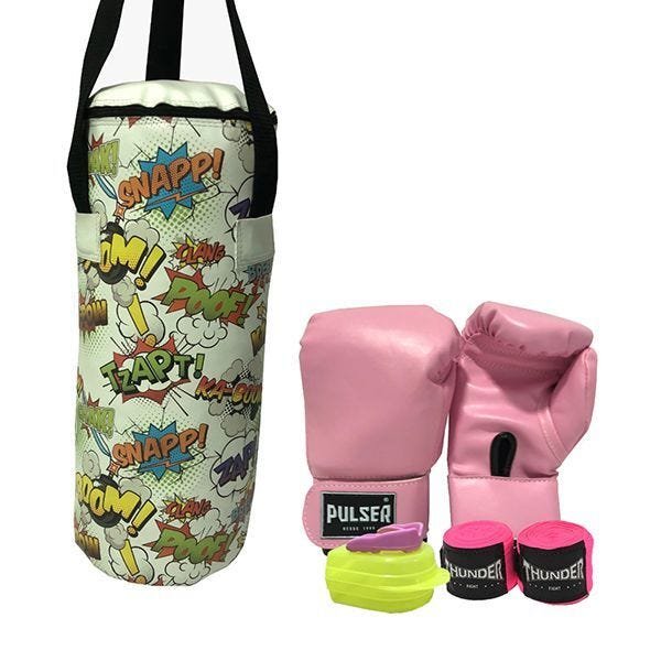 Kit PROFISSIONAL FEMININO Infantil Muay Thai Boxe kickboxing MMA - Luva ...