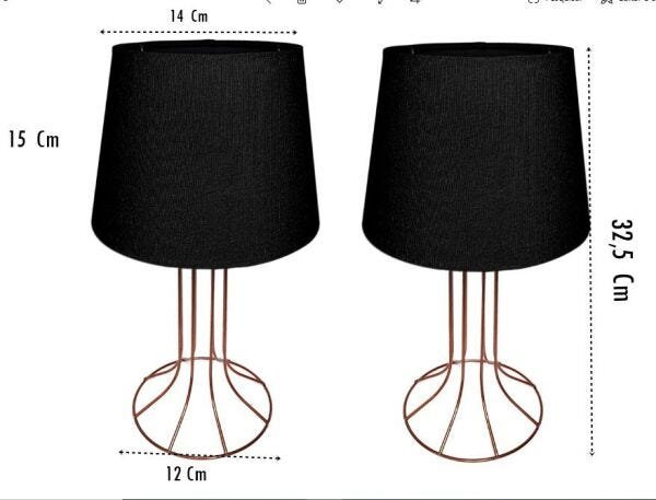 Kit de 2 Abajures Mini Torre Aramado Mais Cúpula Tecido Cabeceiras ...