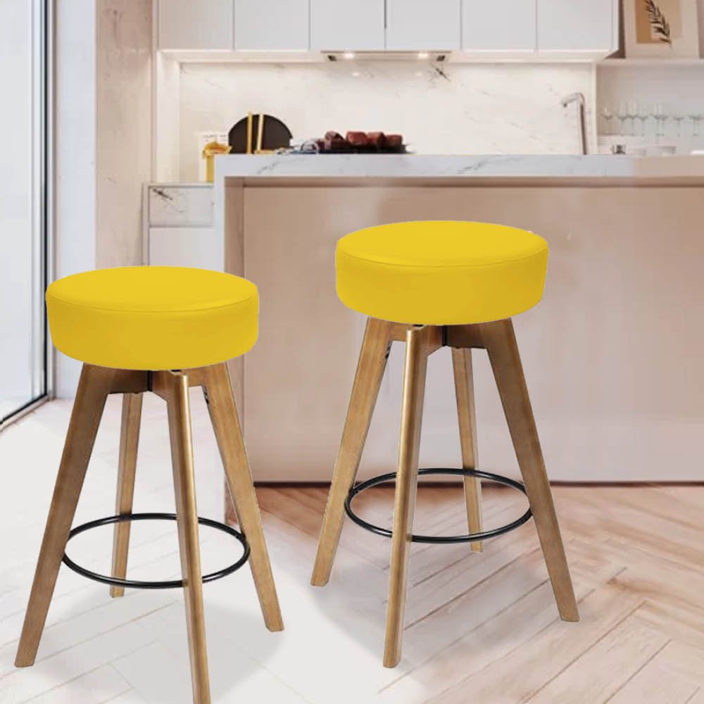 Kit 02 Banqueta Alta Redonda Giratória Elsa Madeira Balcão Bistrô ...
