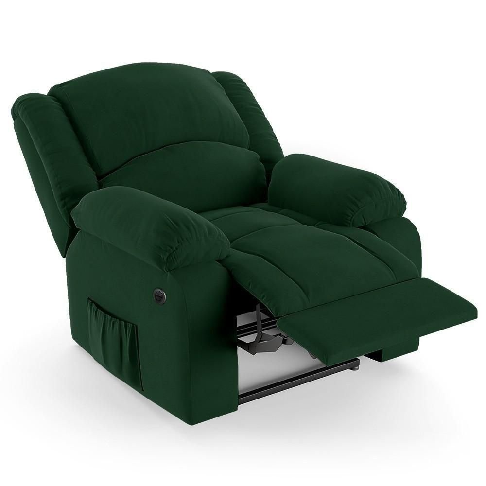 Poltrona do Papai Reclinável Pietra Power Elétrica Usb Fh9 Veludo Verde ...