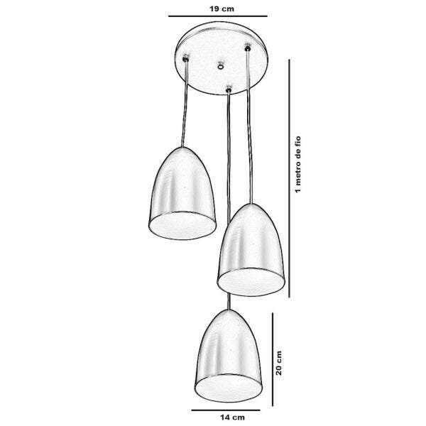 Pendente Cone Bala Sadan Aluminio Triplo Preto | MadeiraMadeira Pendente Cone Bala Sadan Aluminio Triplo Preto | MadeiraMadeira