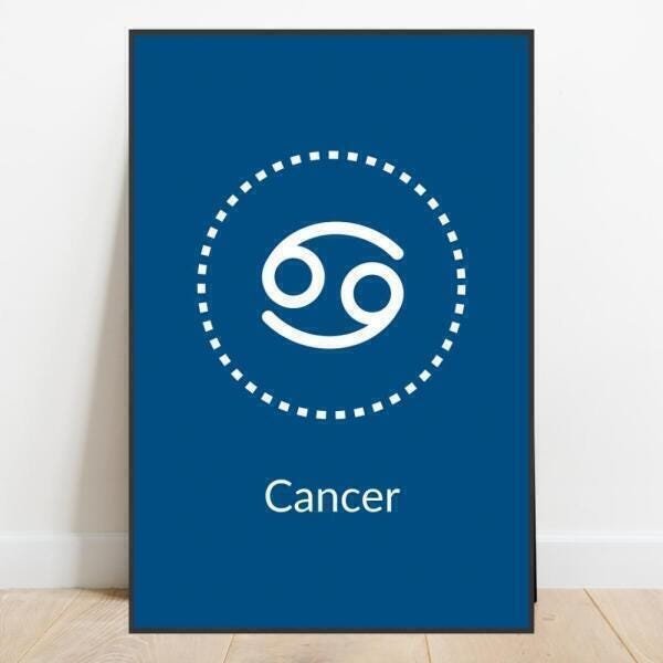 Quadro com moldura signo de Câncer latim azul 40x60 | MadeiraMadeira