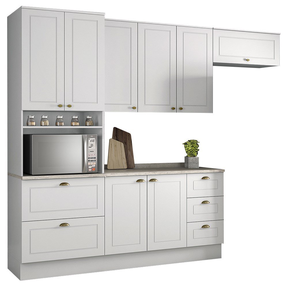 Cozinha Modulada Completa 271cm 5 Peças 8 Portas 5 Gavetas 100%MDF ...