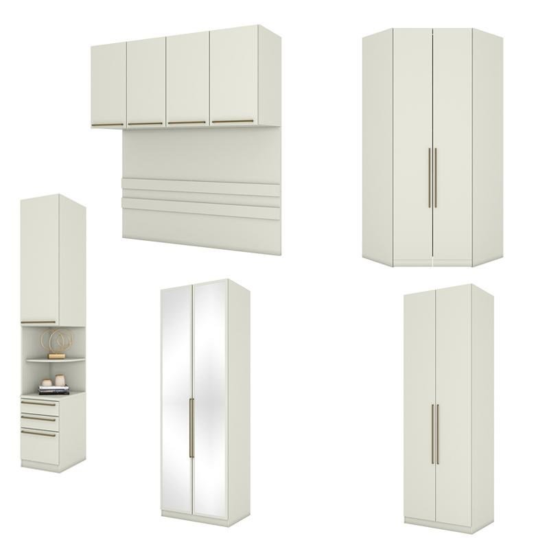 Quarto Modulado Casal Composição 1 Predileto 6 Peças Areia - Móveis ...