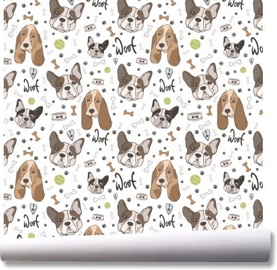 Papel de parede infantil cachorro bulldog animais pet A27 | MadeiraMadeira
