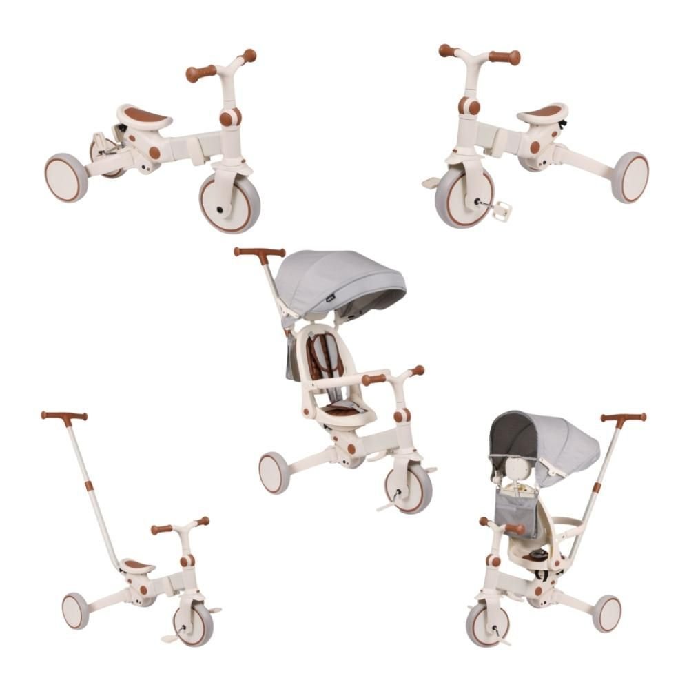 Triciclo Infantil Multifuncional E-lite Trike 5 em 1 Off White e Cinza ...