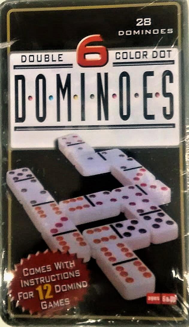 Jogo De Dominós 28 Peças E 9 Cores + Lata - Dominoes | MadeiraMadeira