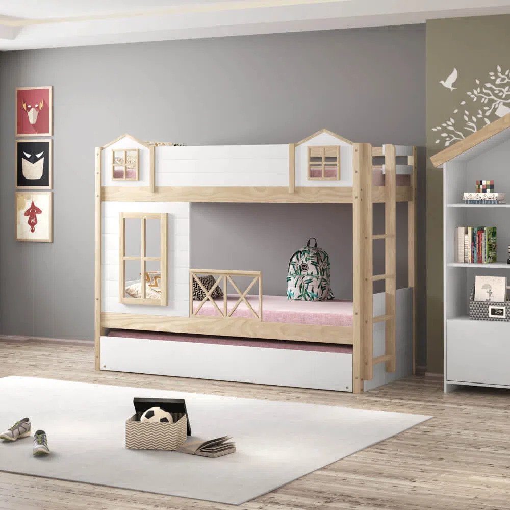 Treliche Infantil Infantil Garden com Proteção Total Natural/Branco ...