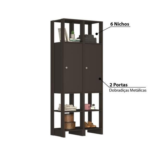 Estante Closet Yes com 2 Portas e 6 Nichos - Grafite | MadeiraMadeira