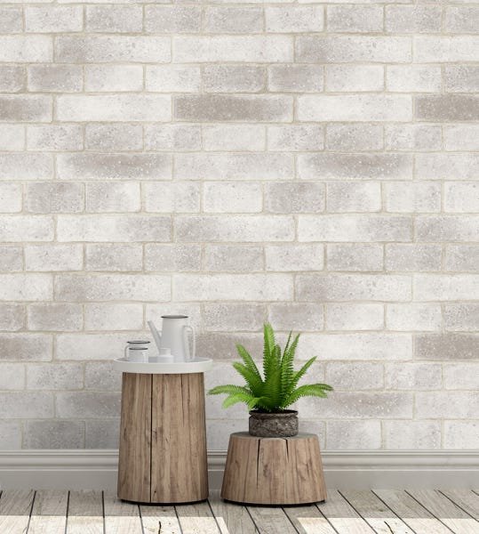 Papel De Parede Adesivo Auto Colante Laminado Branco Bege Tijolo Para ...
