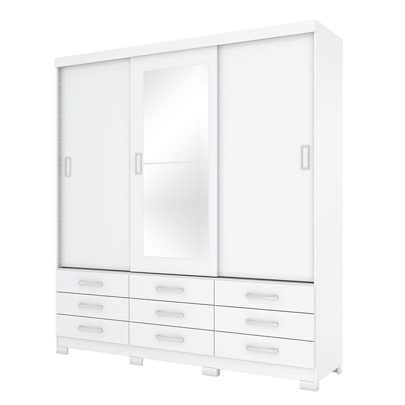 Guarda Roupa Casal Irlanda Branco com Espelho - Henn | MadeiraMadeira