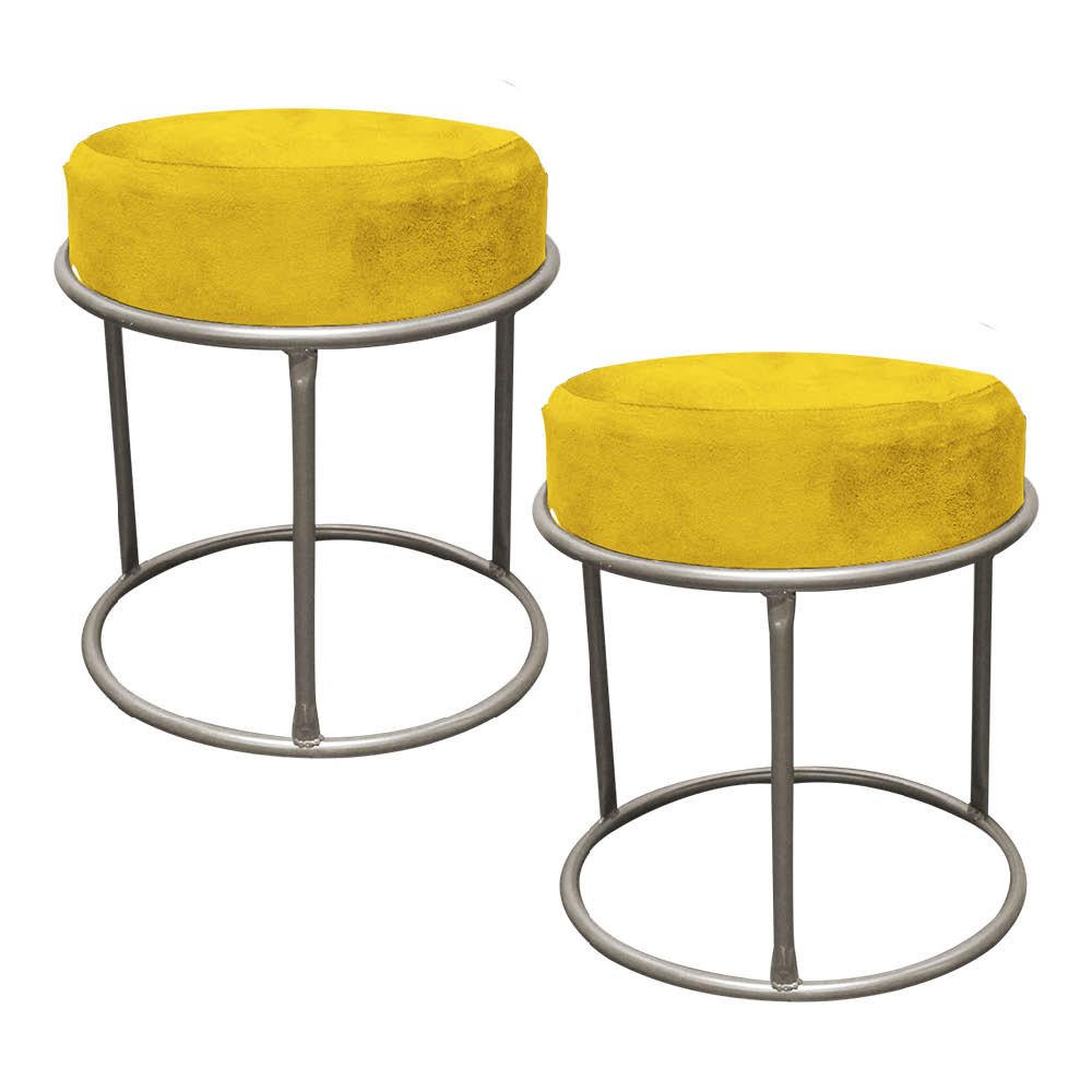 Kit 02 Puff Banqueta Garden Argola Redondo Industrial Penteadeira Ferro ...